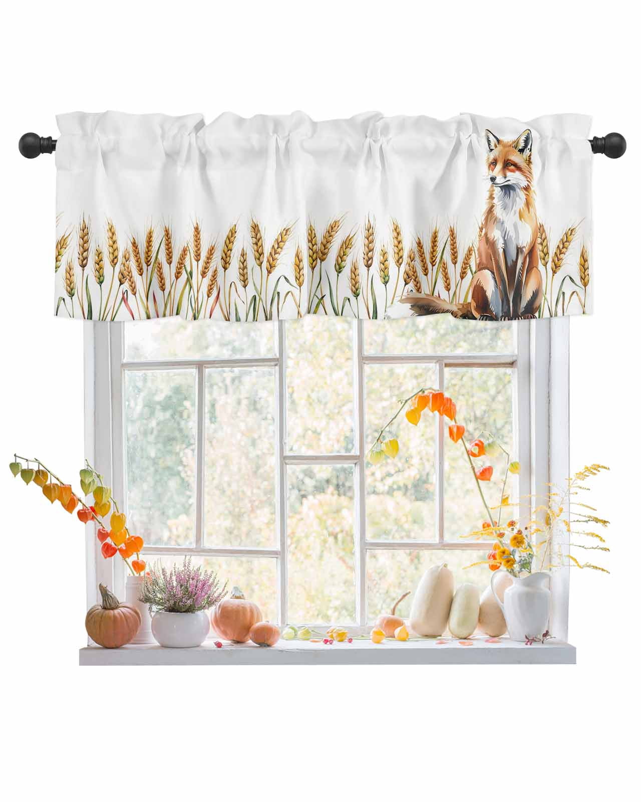 Valances for Windows Wheat Ear Rod Pocket Cafe Window Treatments ...