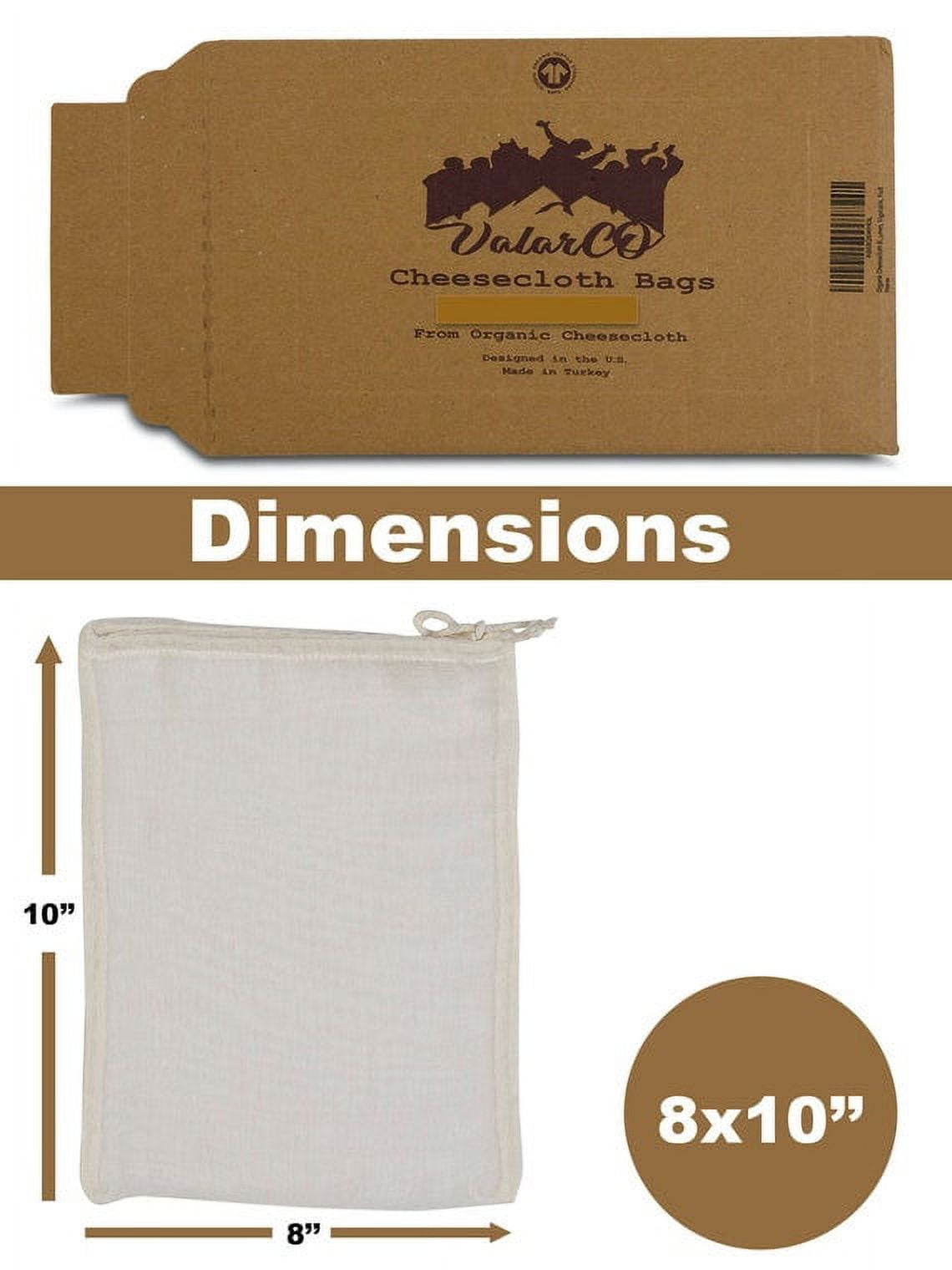 ValarCO Reusable Unbleached Organic Cotton Cheesecloth Bags, Multi-pack ...