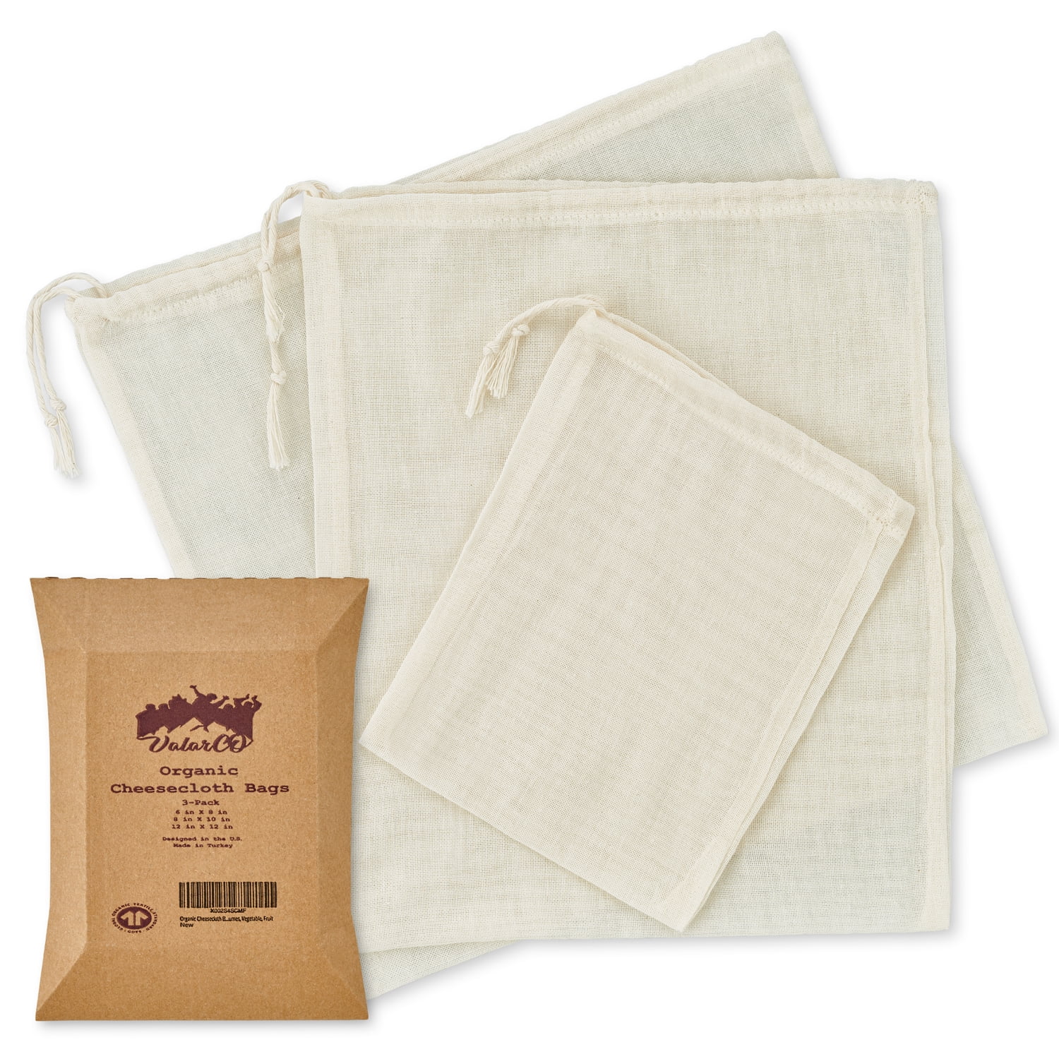 ValarCO Organic Cheesecloth Pouches, Reusable Unbleached Cotton for ...