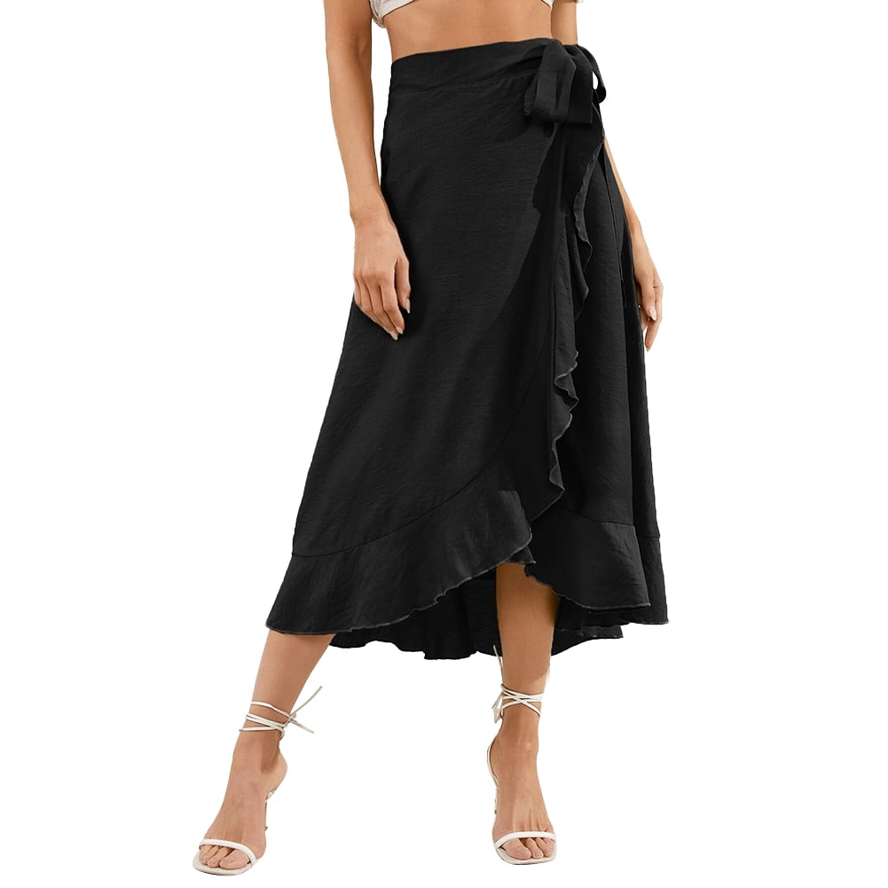 Valcatch 2024 Women's Ruffle Half Skirt Summer One Piece Lace up Maxi ...