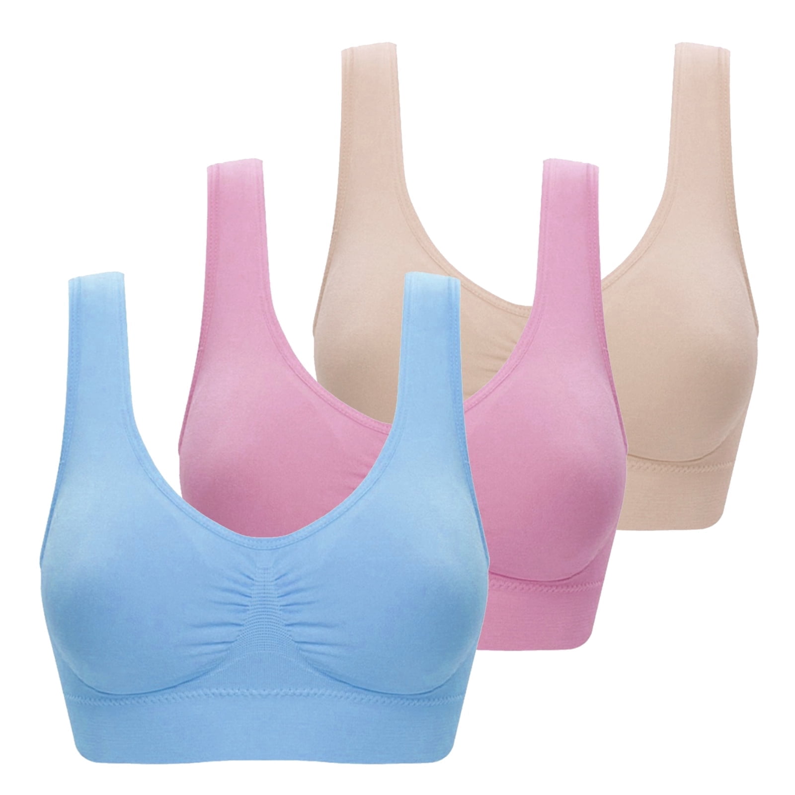 Valcatch 3pk Plus Size Sports Bras, Wirefree, Padded, Colors: Beige ...