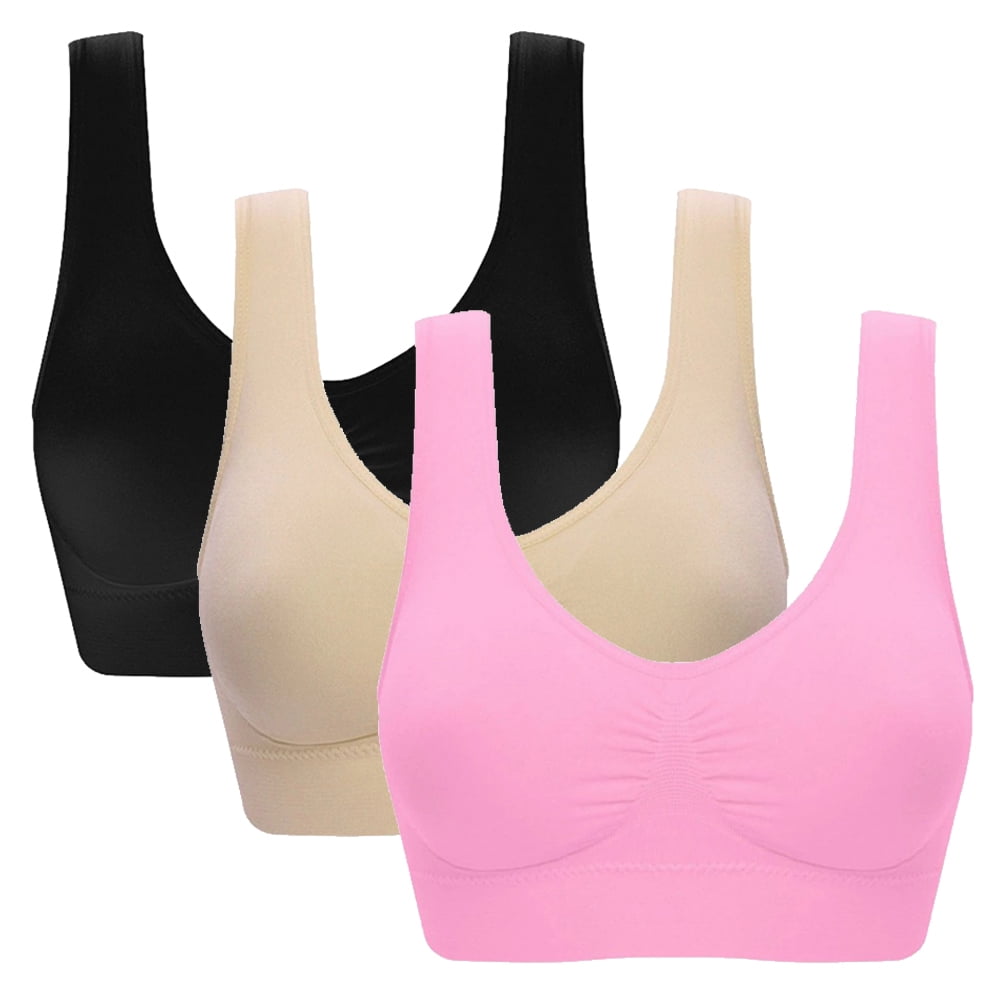 Valcatch 3 Pack Sports Bras for Women Seamless Wirefree Comfort Back ...
