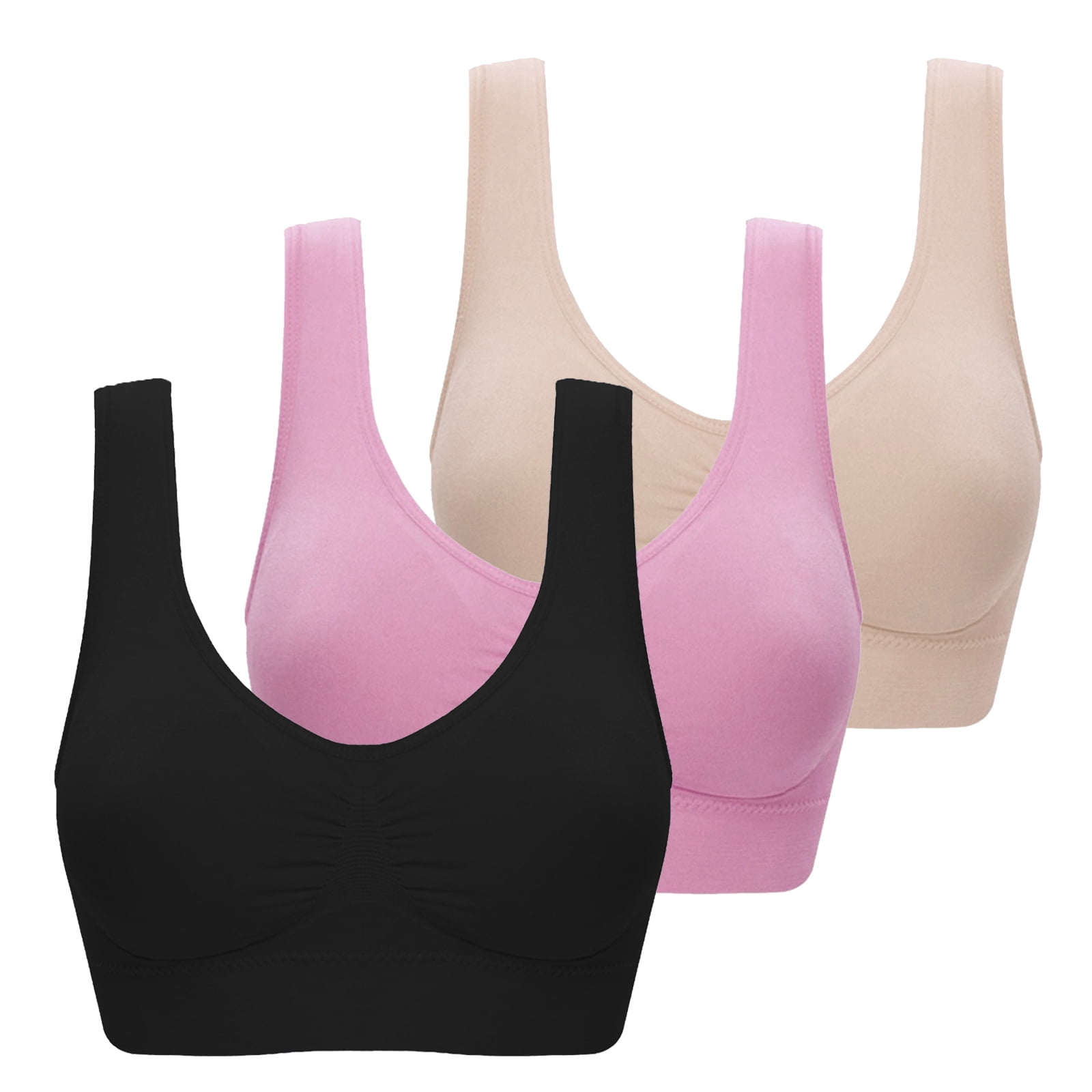 Valcatch 3 Pack Sports Bras for Women Seamless Wirefree Comfort Back ...