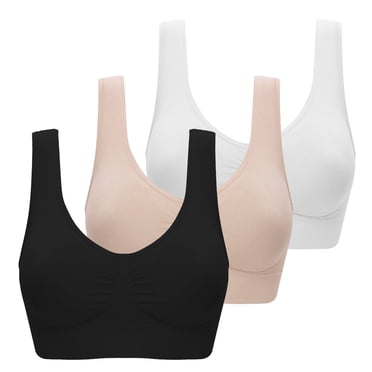 Sweat Wicking 100% Cotton Bra Liner 3-Pack (Black, White, Beige - XXL ...
