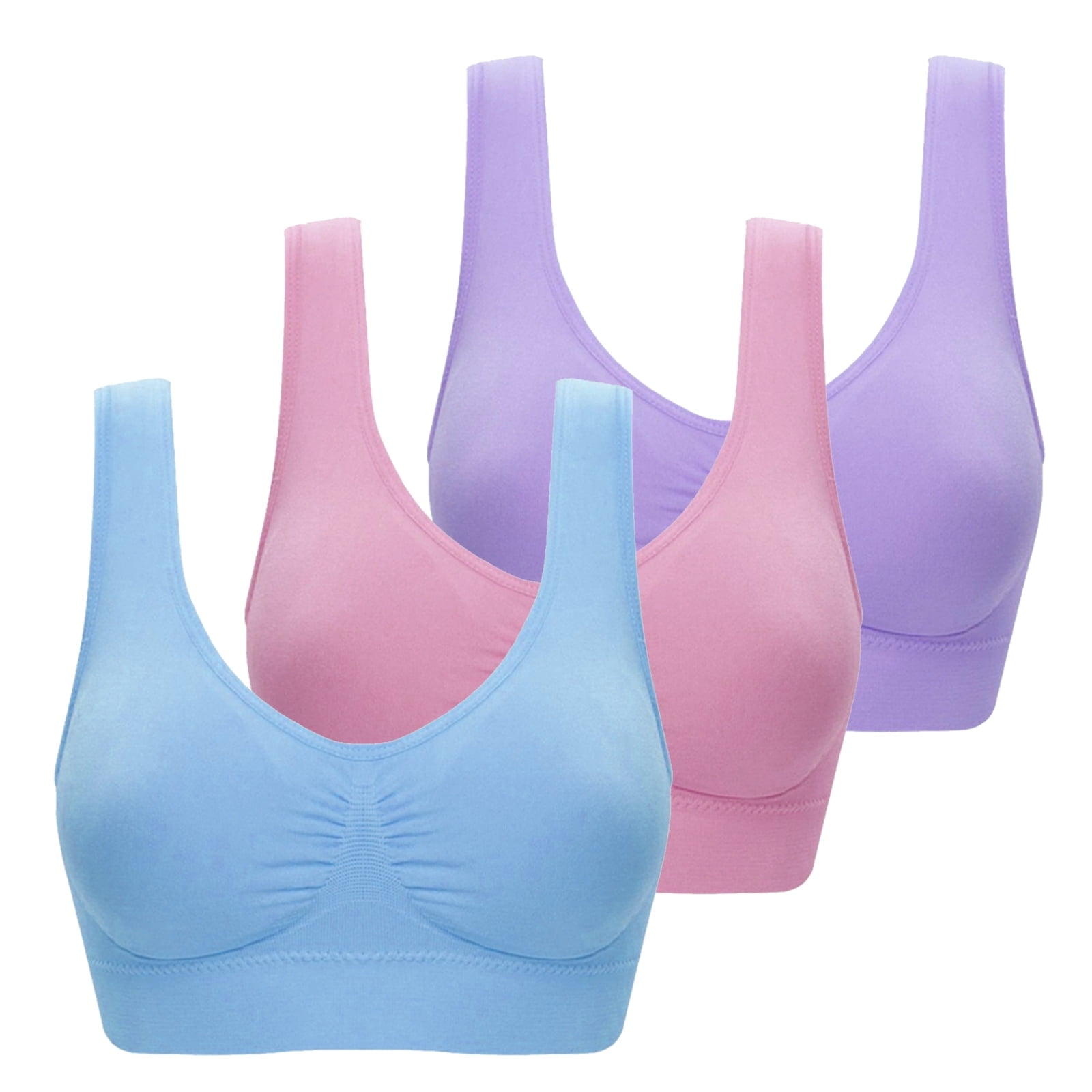 Valcatch 3 Pack Full Coverage Sports Bras, Seamless Wirefree, Back ...