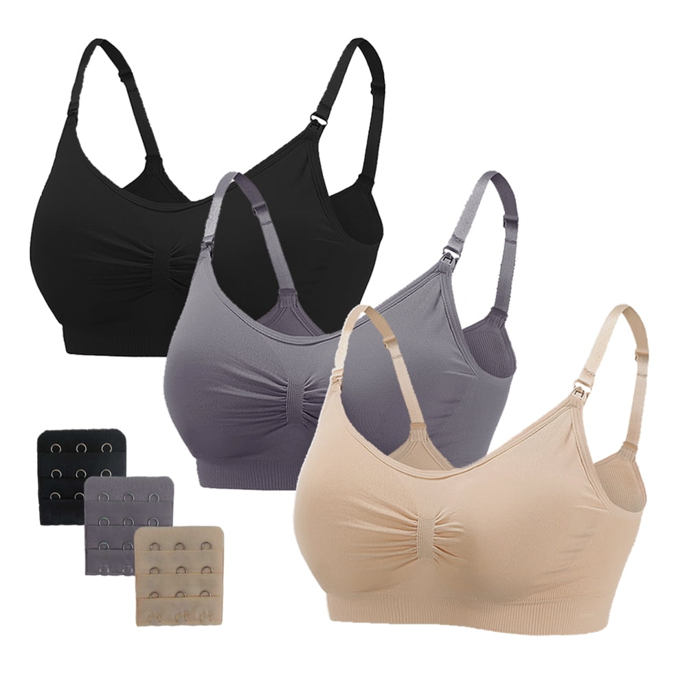 Valcatch 3 Pack Women Wirefree Nursing Bra Padded Seamless Maternity Breastfeeding Underwear ...