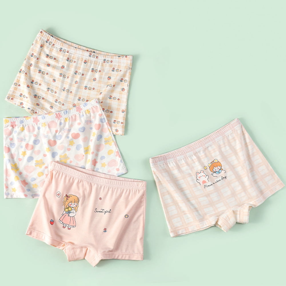 Valcatch 4 Pack Girls Cotton Underwear Soft Boy Shorts Kids Boxer ...