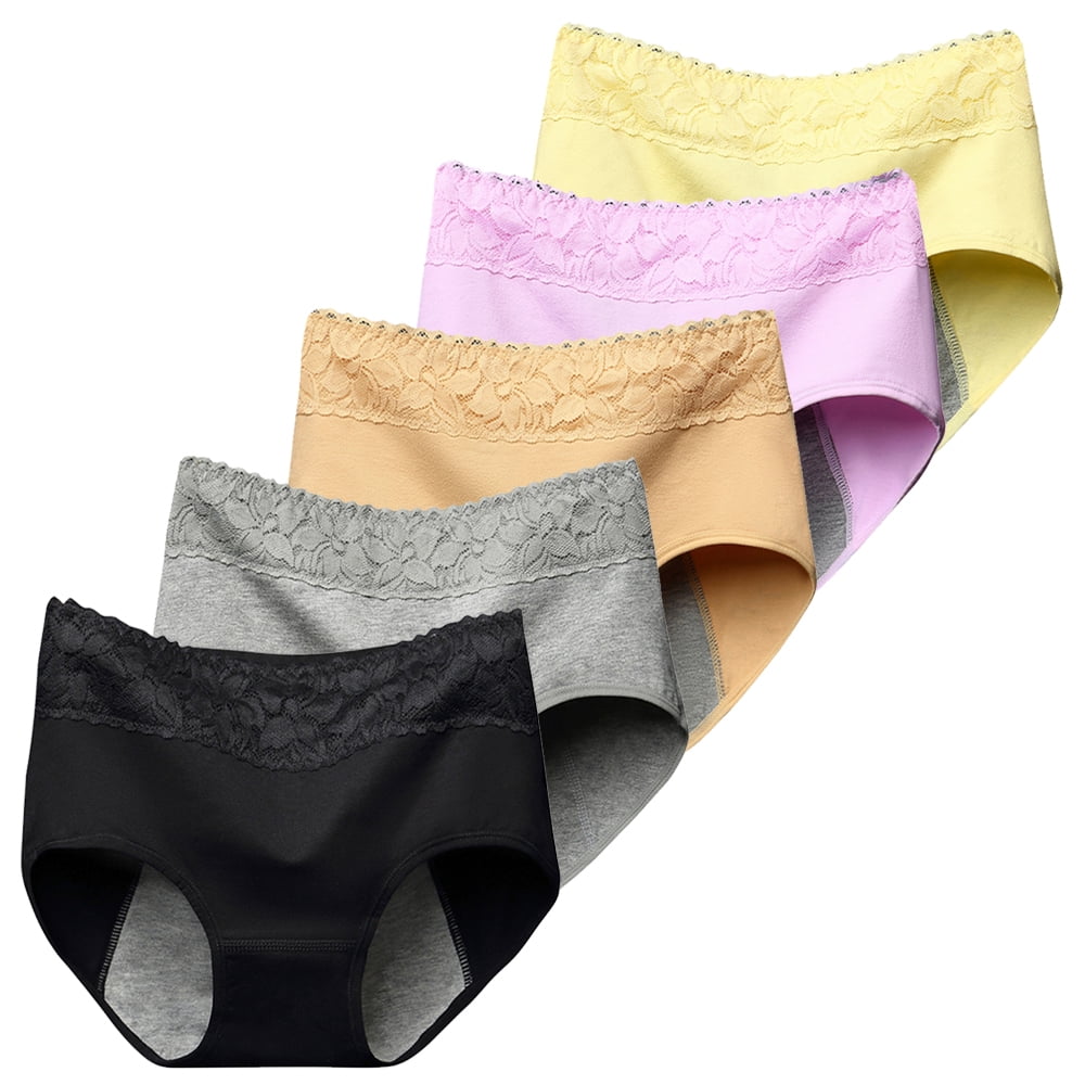 Valcatch 5 Pack Menstrual Period Underwear for Women Mid-Rise Floral ...