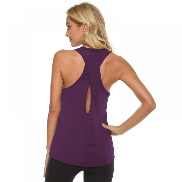 Valcatch Cross Back Workout Tops for Women Loose Fit Racerback Sports ...