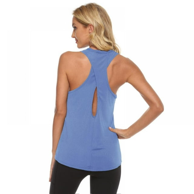 Valcatch Cross Back Workout Tops for Women Loose Fit Racerback Sports ...