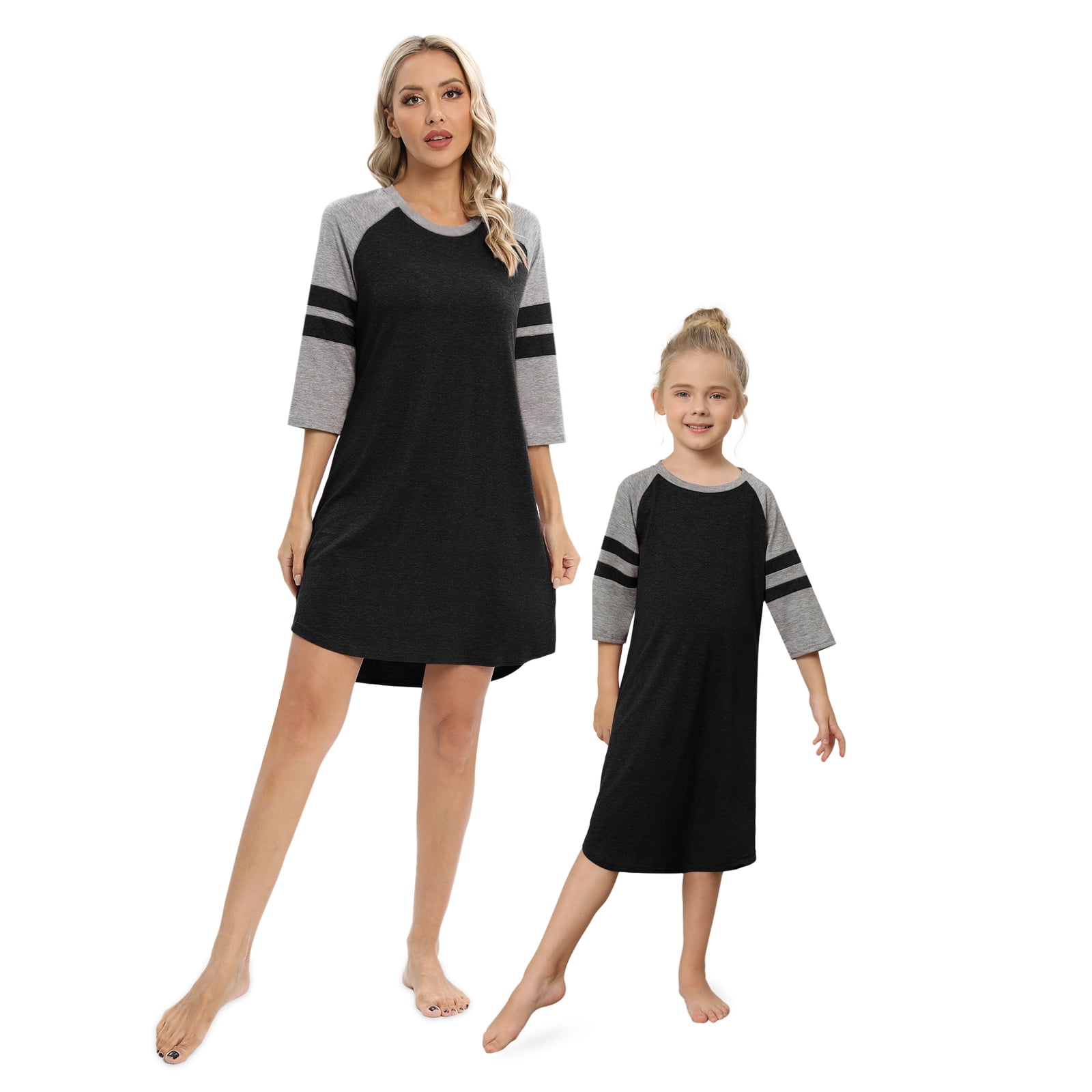 Valcatch Family Matching Nightgowns Girls 3/4 Sleeve Crew Neck ...