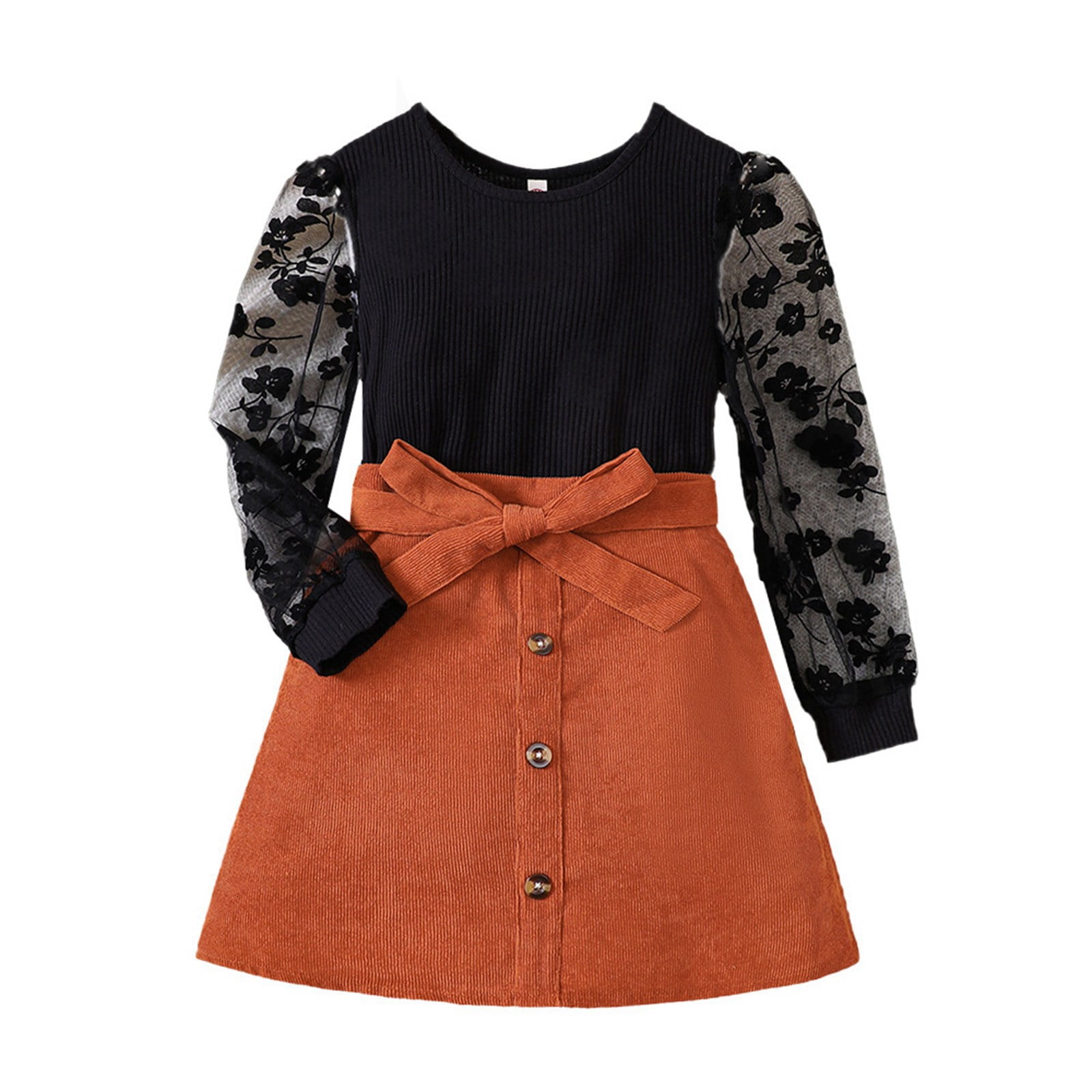Valcatch Girl's 2 Pieces Skirt Sets Casual Spring Fall Outfits Lace ...