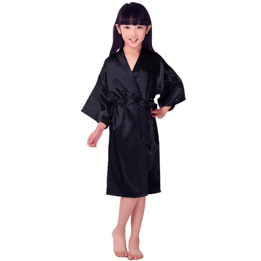 Valcatch Girls Silky Robe Kids Solid Color Sleeping Gown Bathrobe for ...