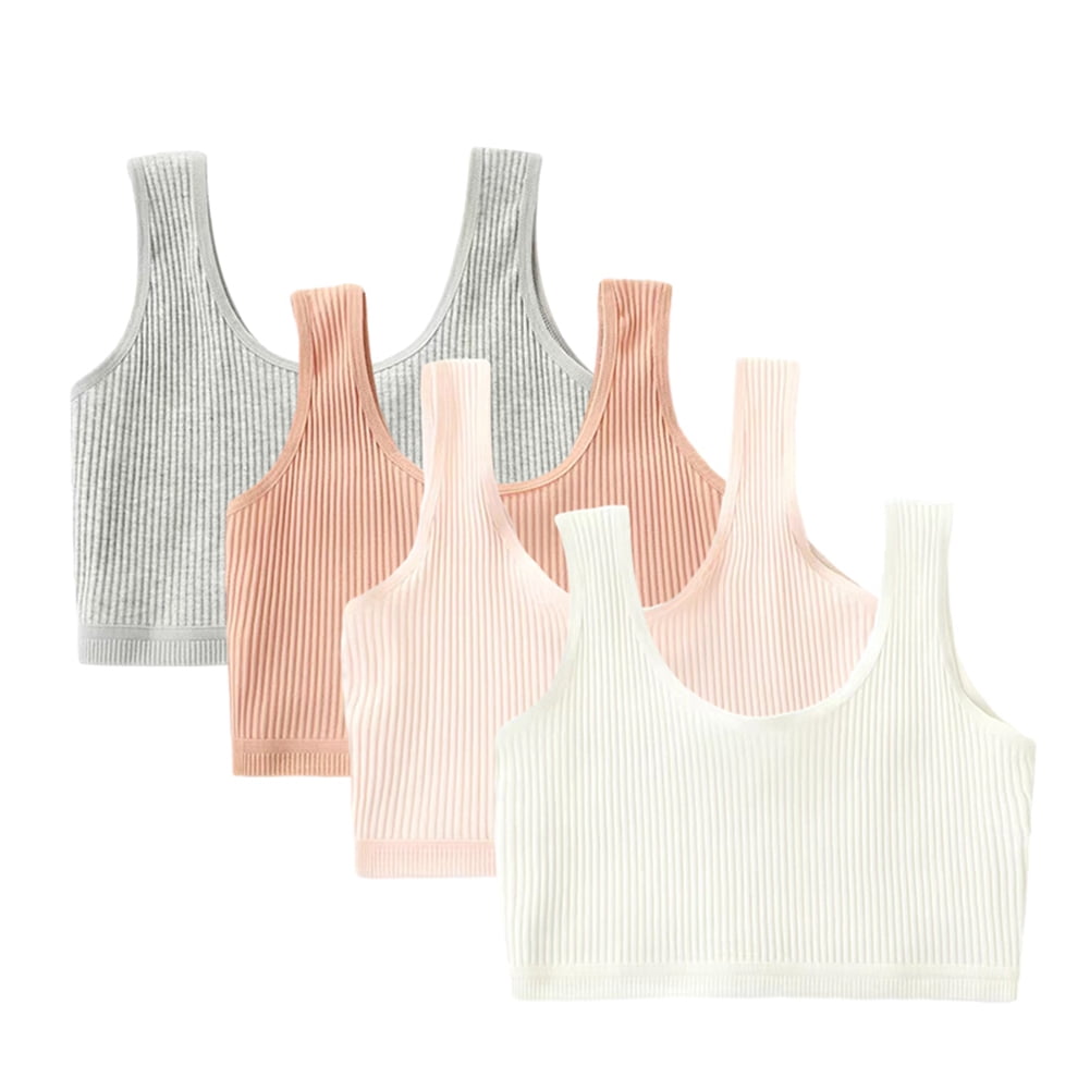 Valcatch Girls Training Bra Cotton Bralette Cami Crop Bras Ribbed Knit ...