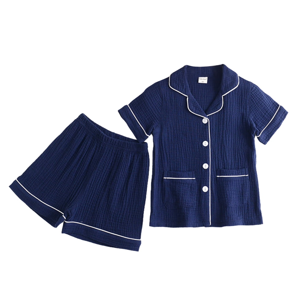 Valcatch Kids Button Down Sleepwear Kids Short Sleeve Pajama Set Lapel ...