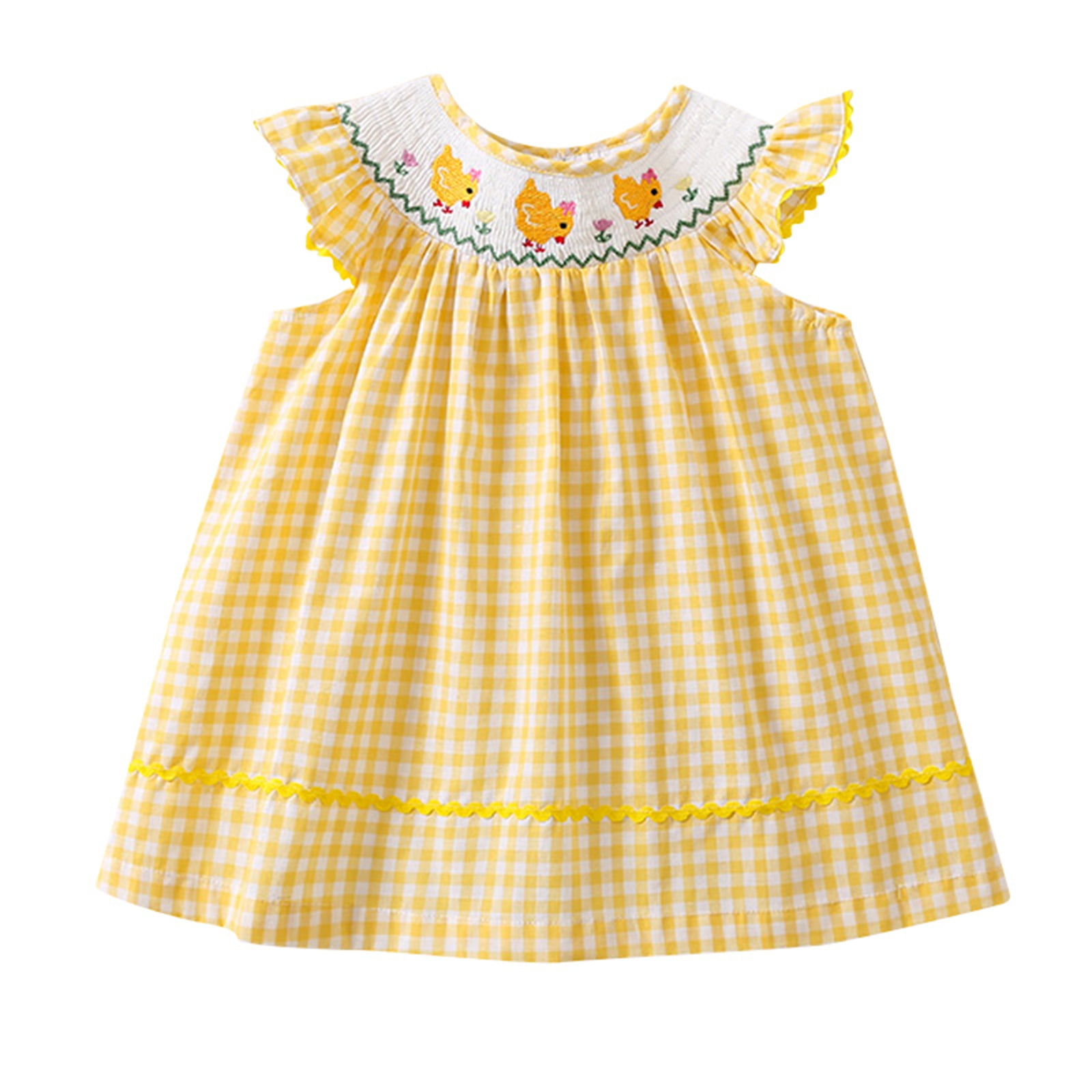 Valcatch Little Girls Embroidered Flying Sleeves Chick Embroidered ...