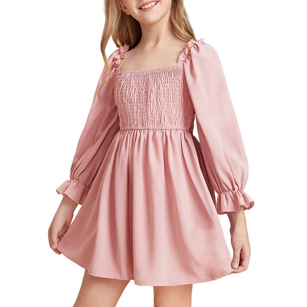 Valcatch Toddler Girls Ruffled Dress Long Sleeve Elastic Spring Dress ...