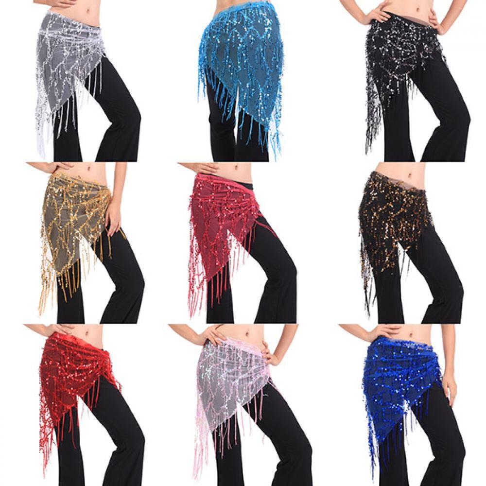 Valcatch Women Belly Dance Triangle Hand Make Sequin Tassles Mesh Hip ...