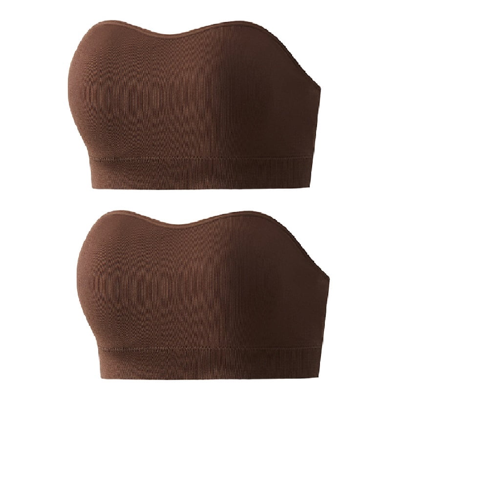 Valcatch Women’s 2 Pack Padded Bandeau Sports Tube Top Bra Strapless ...