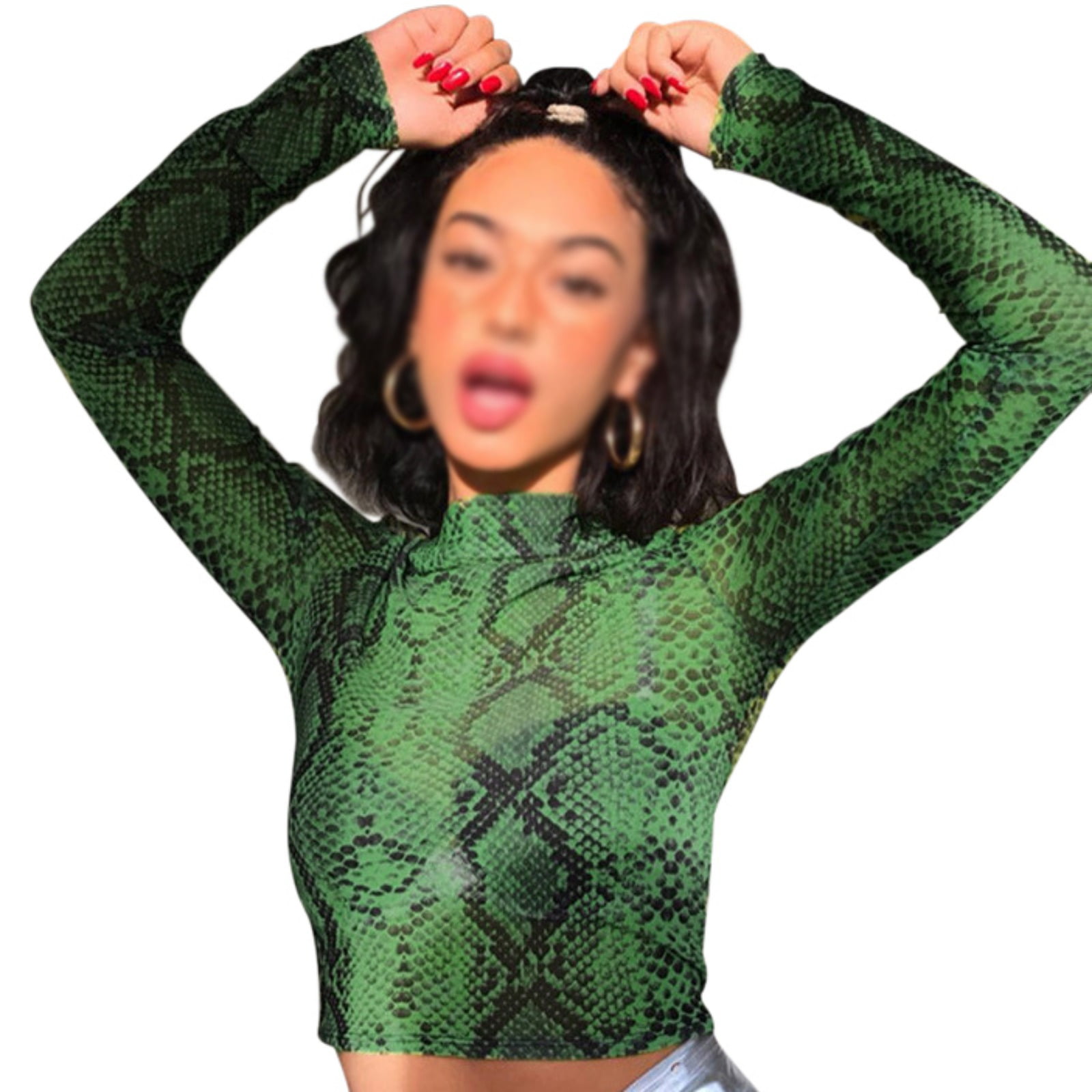 Valcatch Women's Long-sleeved Top Fashion Erotogenic Serpentine ...