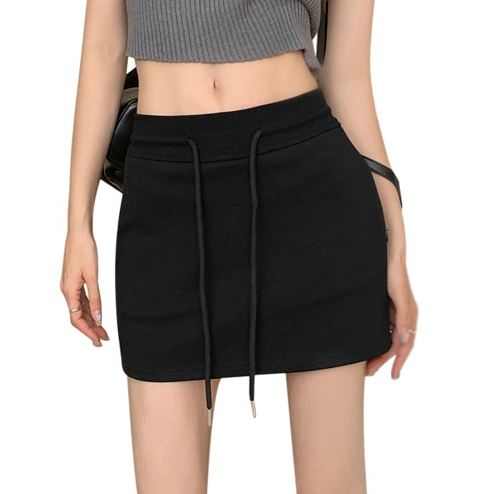 Valcatch Women's Summer Causal High Waist Short Skirt Drawstring Solid ...