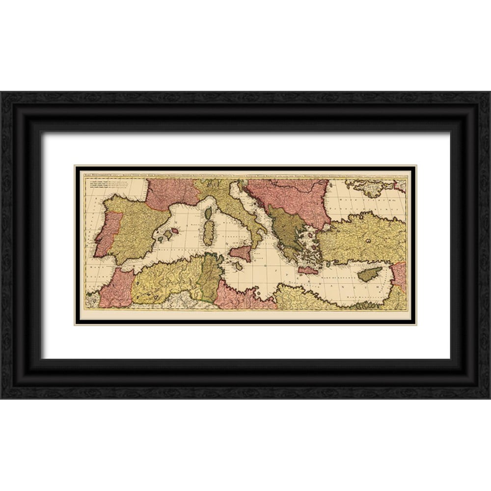 Valck 32x16 Black Ornate Wood Framed with Double Matting Museum Art ...