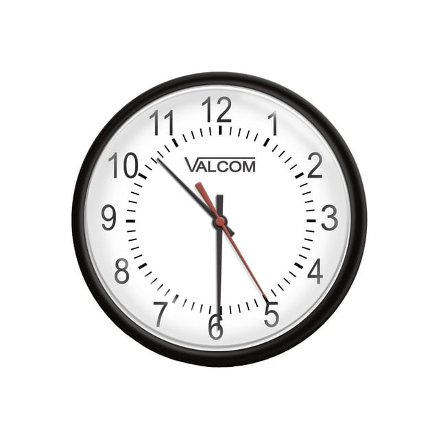 Valcom V-AW12B - Clock - quartz - wall mountable - 12.01 in - black - frame: white - Walmart.com