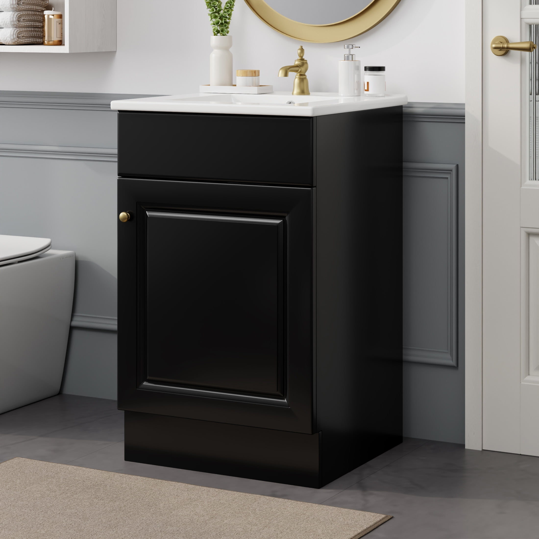Vale Modern 20" Bathroom Vanity Cabinet with Ceramic Sink and Soft ...