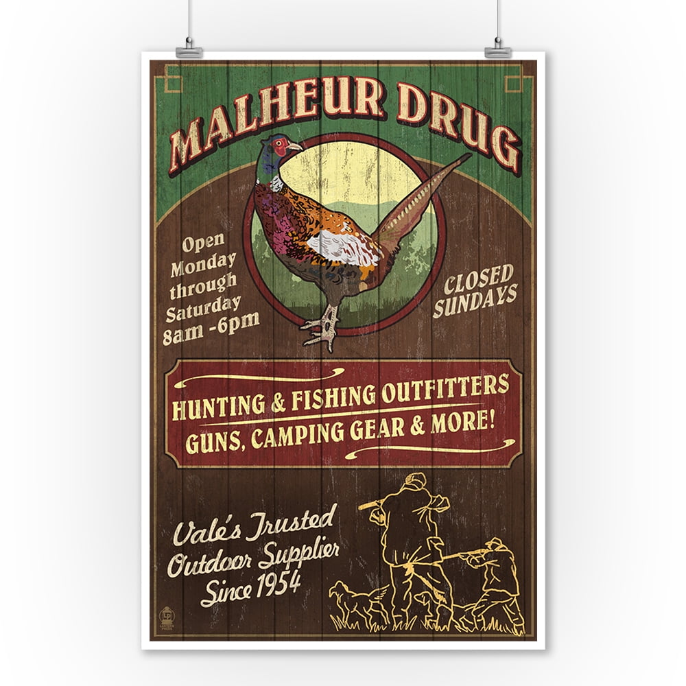 Vale, Oregon - Malheur Drug Pheasant Vintage Sign - Lantern Press ...