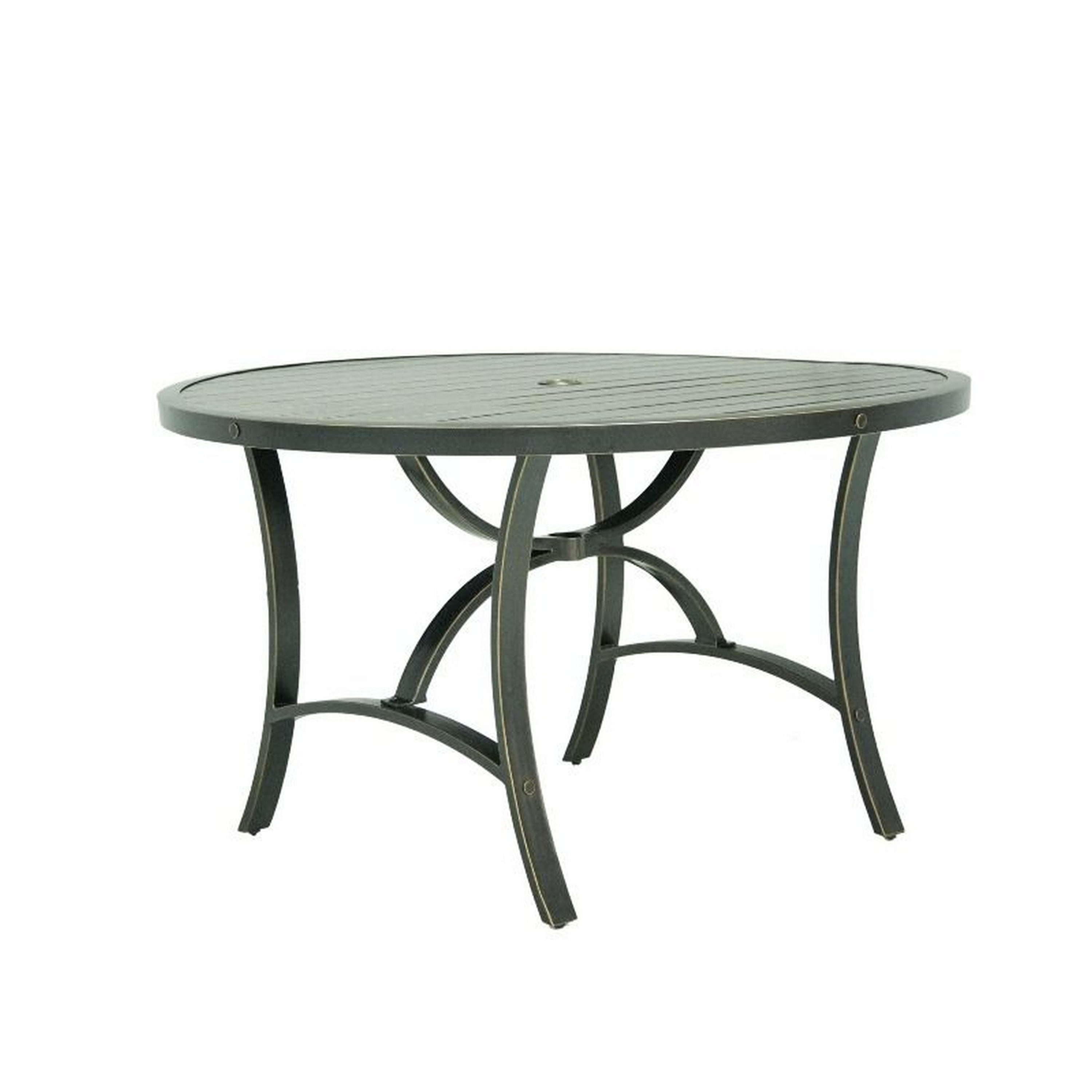 Vale Outdoor Patio Dining Table, 48 Inch Round Top, Aluminum, Antique ...