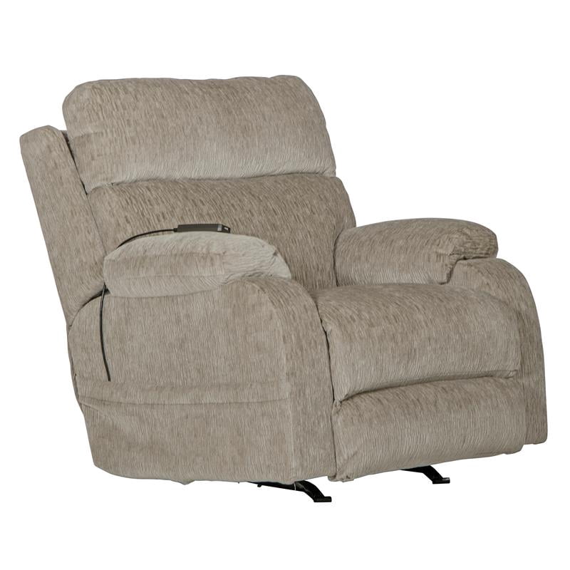 Vale Power Rocker Recliner with Heat and Massage in Beige Polyester ...