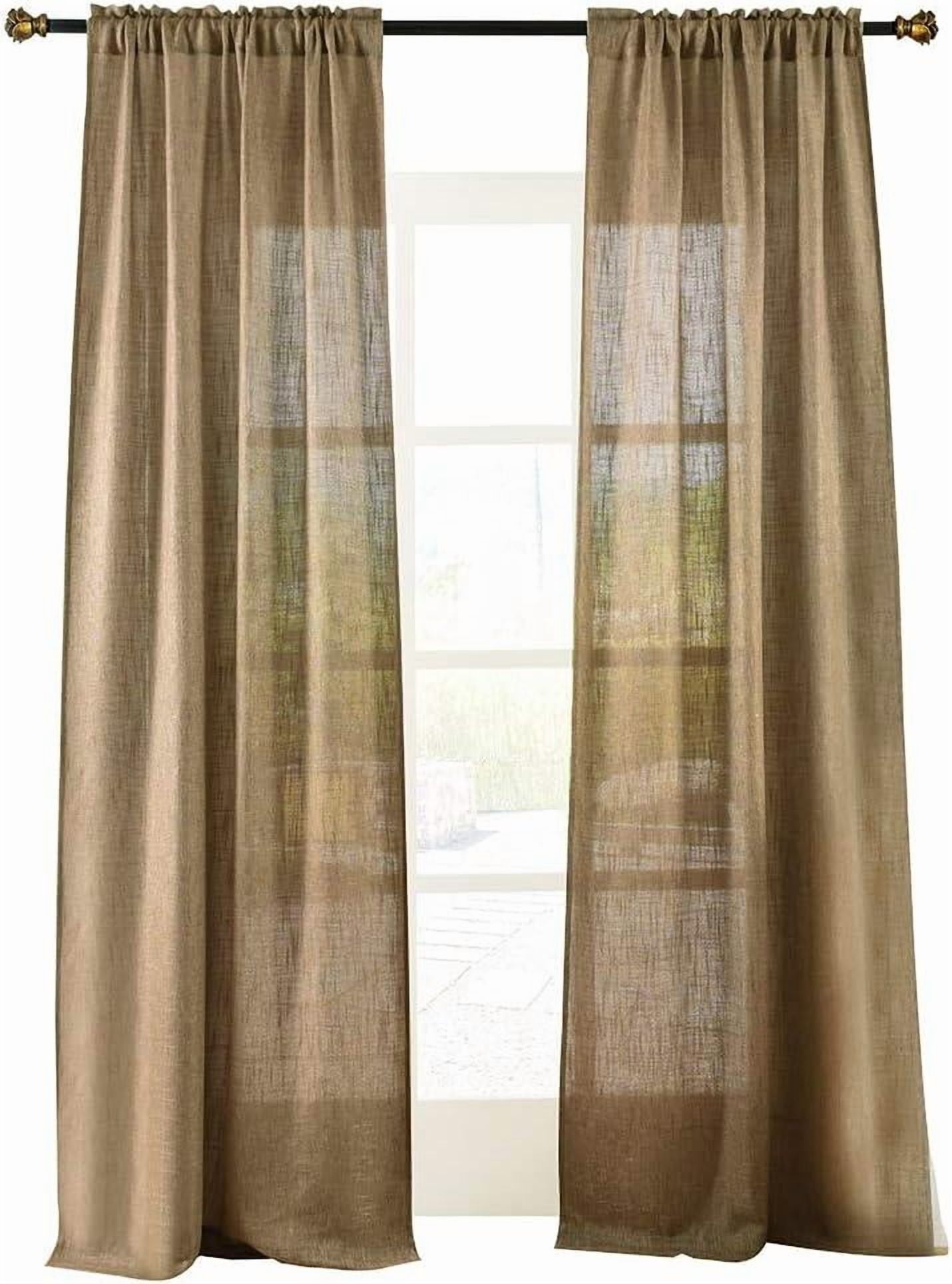 Valea Home Soft Burlap Natural Tan Rod Pocket Window Curtain Panels for ...