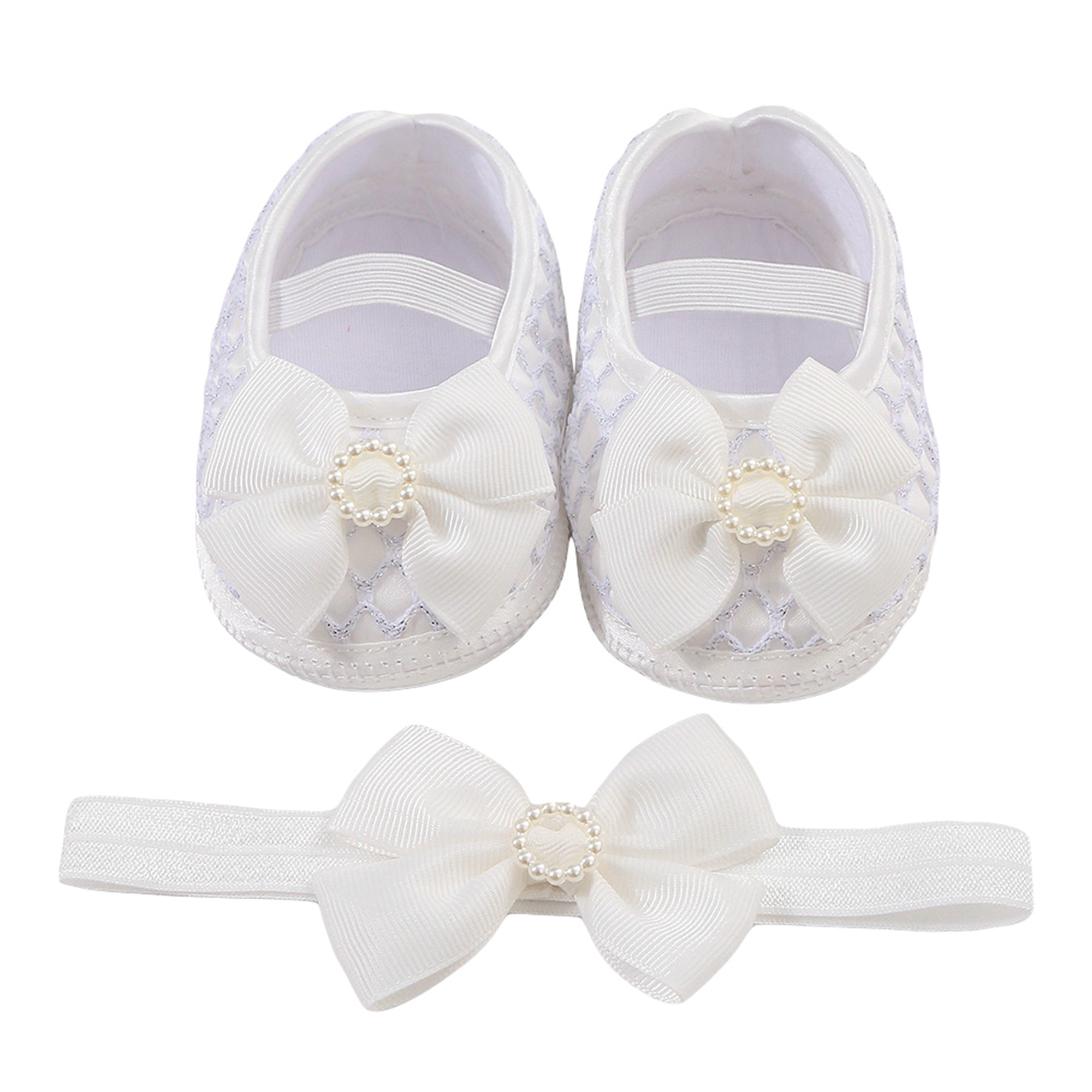 ValenSweet Baby Baptism Shoes and Headband Set Bowknot Woven Mary Jane ...