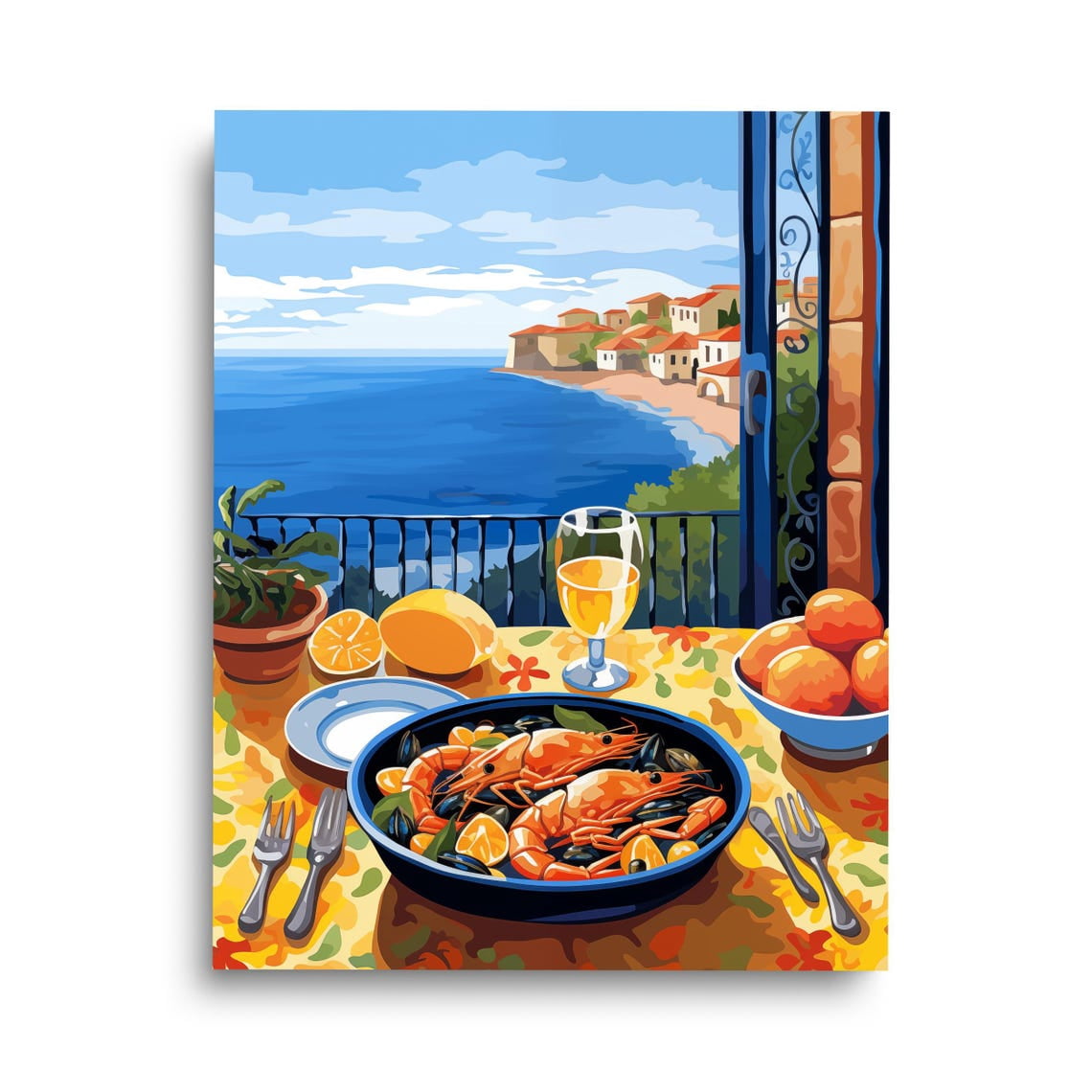 Valencia Paella Print, Spanish Balcony Art, Mediterranean Sea Decor ...