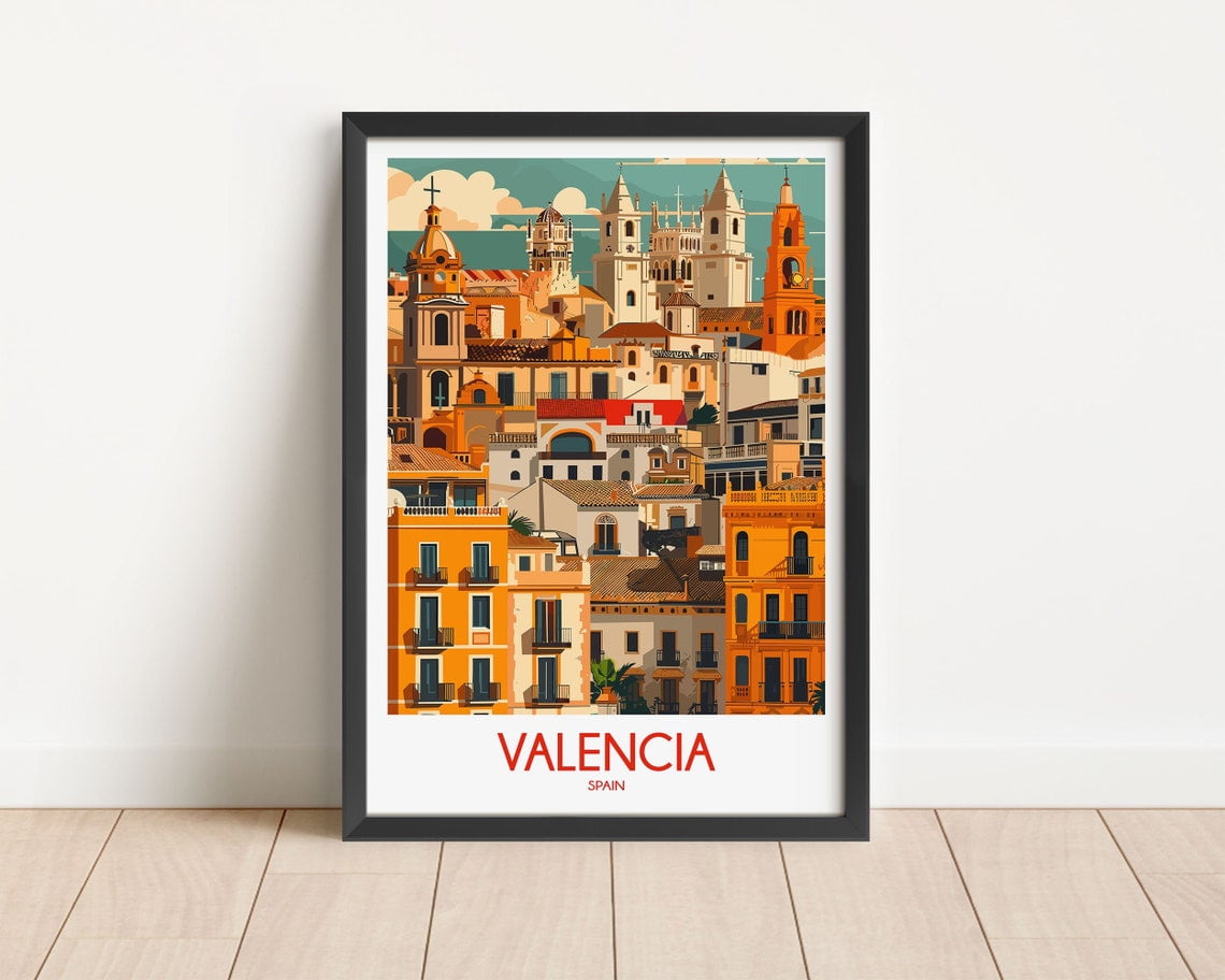 Valencia Poster Spain Scenic City Travel Wall Art Decor, Unframed ...