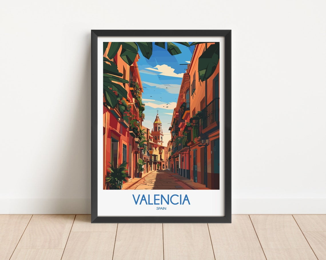 Valencia Poster Spain Scenic City Travel Wall Art Decor, Unframed ...