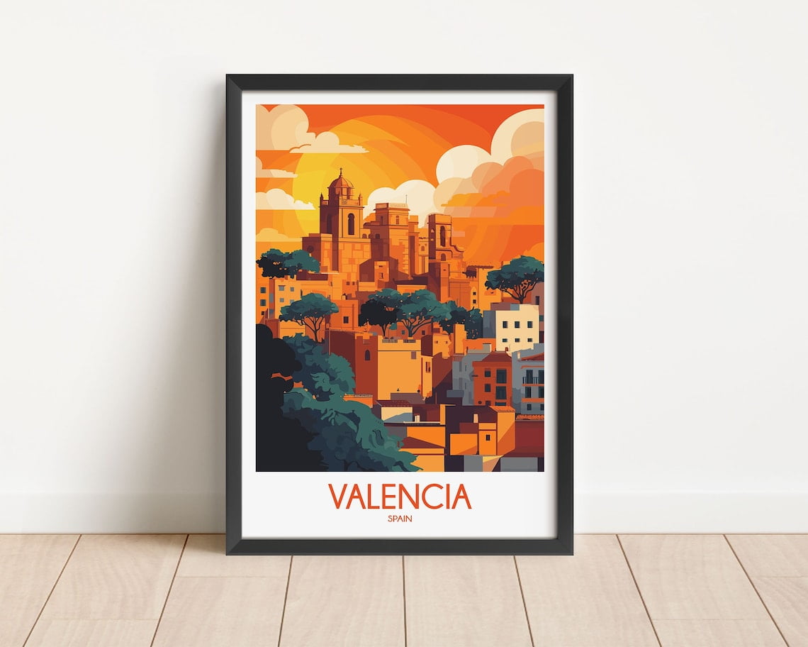 Valencia Poster Spain Scenic Coastal City Wall Art Decor, Unframed ...