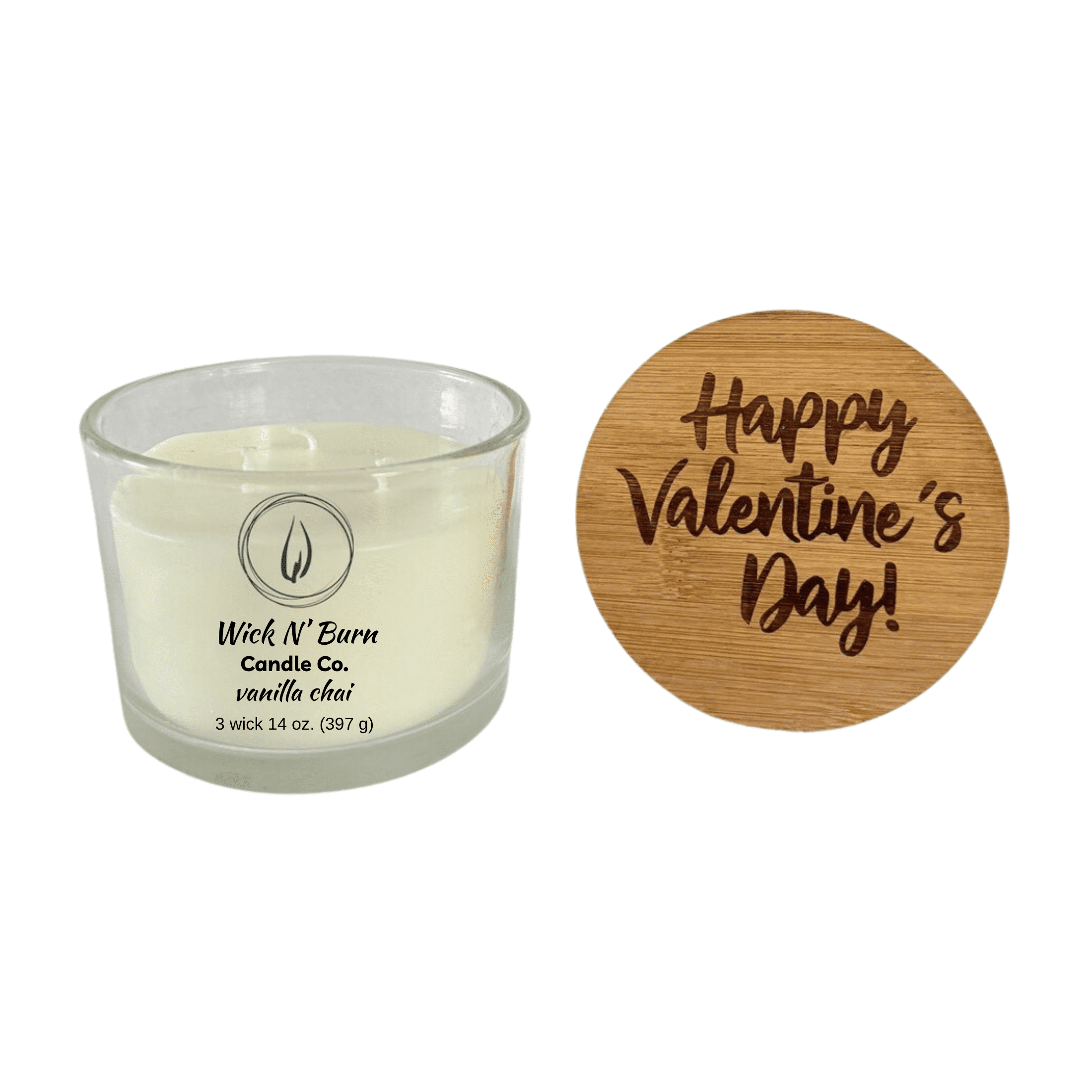 Valentin'es Day Vanilla Chai Scented Candle, 14 oz, 3-Wick, Glass Jar with Bamboo Lid - Walmart.com
