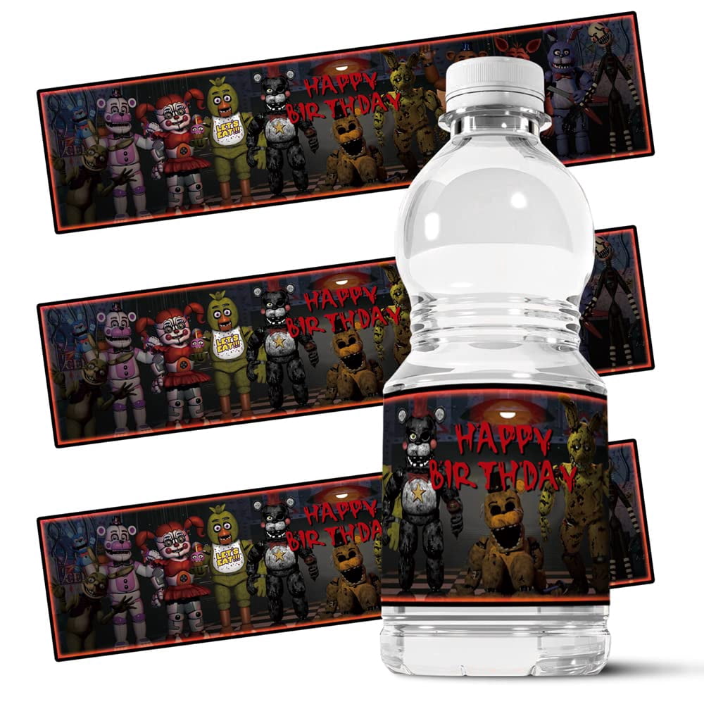 Valentina Buck Fnaf Water Bottle Labels Birthday Party Supplies Black ...