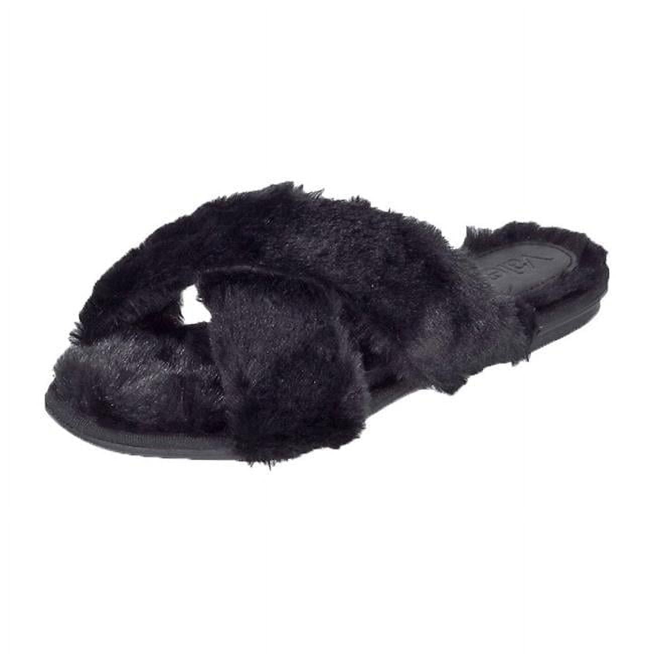 Valentina-Nuage Fluffy Crisscross Slide Slippers, Black - Size 8 ...