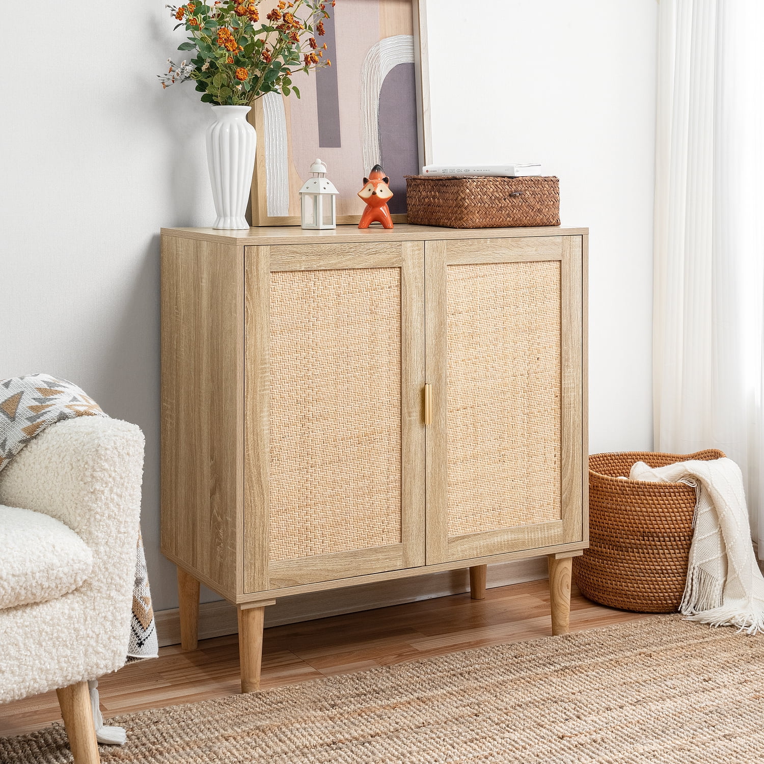 Valentina Rattan Cabinet-Door:Natural,Frame:Natural - Walmart.com