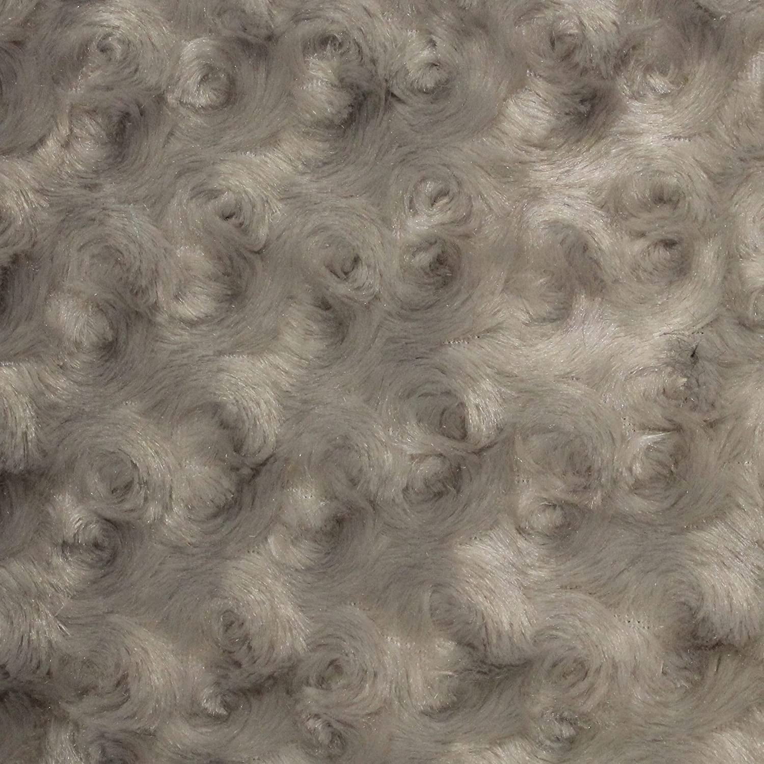 Valentina Textile Inc Minky Rosebud Fabric by The Yard(1 Yard, Silver ...