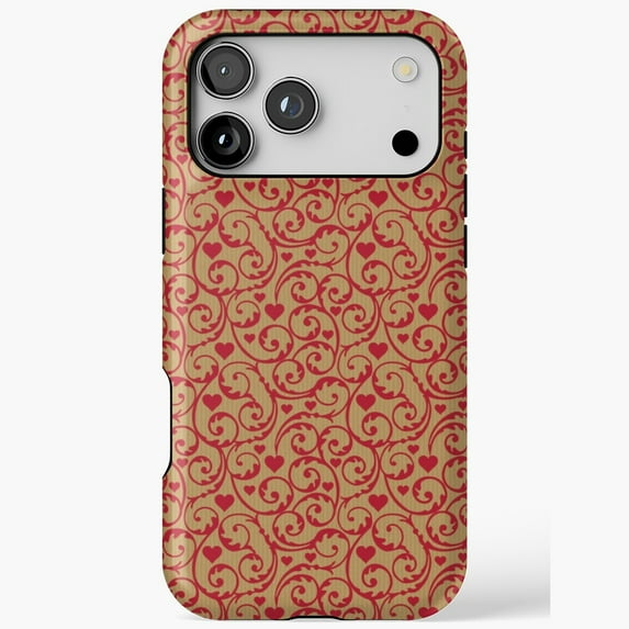 Valentine Baroque On Gold Pattern iPhone Case 17 11 12 13 14 15 16 Pro ...