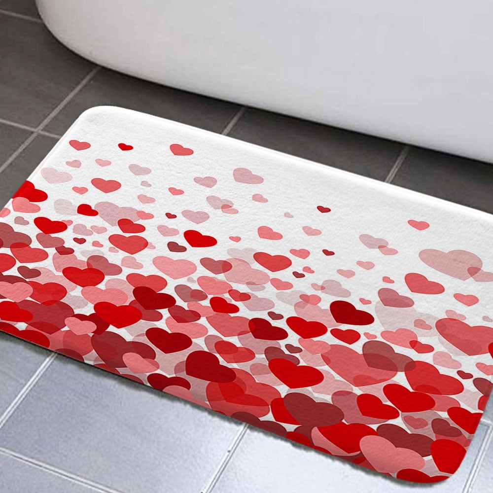 Valentine Bathroom Rugs, Romantic Falling Red Hearts Valentines Day ...
