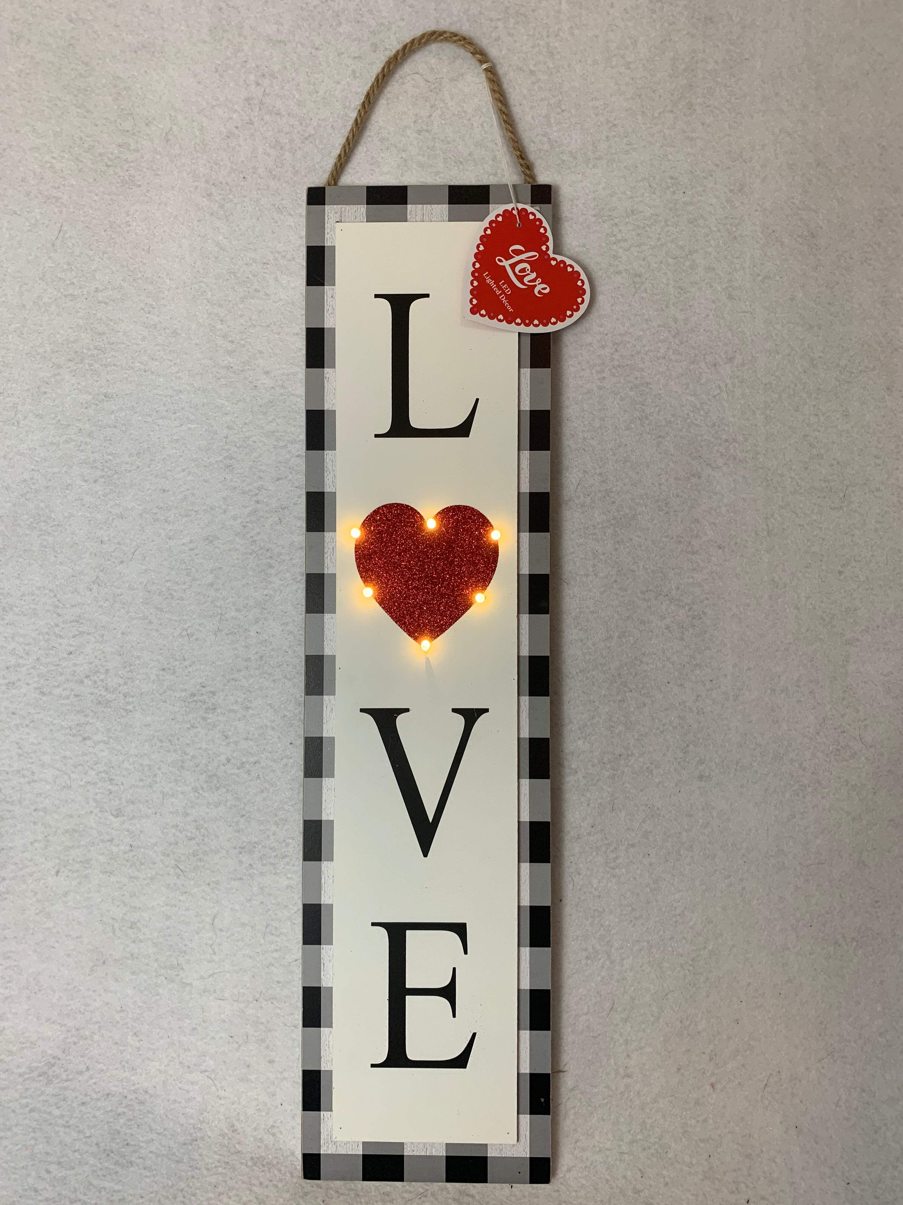 Valentine Black and White Check Light Up Love Sign - Walmart.com