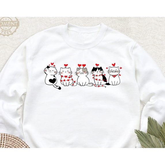 Valentine Cats Hearts Cute Sweatshirt - Walmart.com
