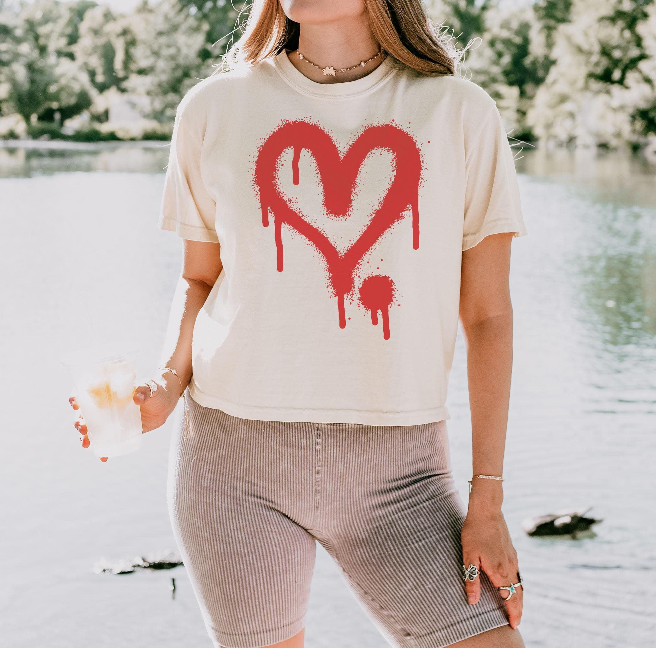 Valentine Crop, Heart Shirt, Graffiti Crop tops, Valentines Day, Heart ...