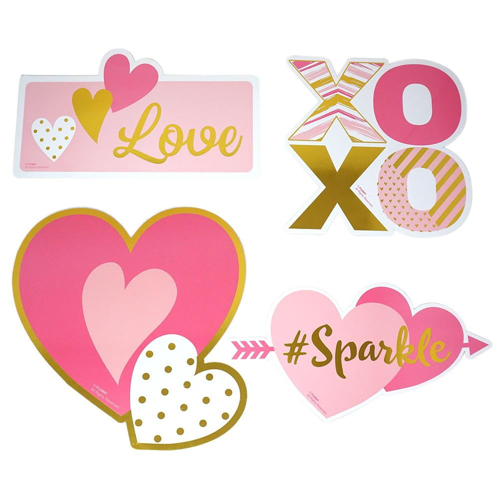 Valentine Cut Outs with Hot Stamping, 4-Piece - Walmart.com