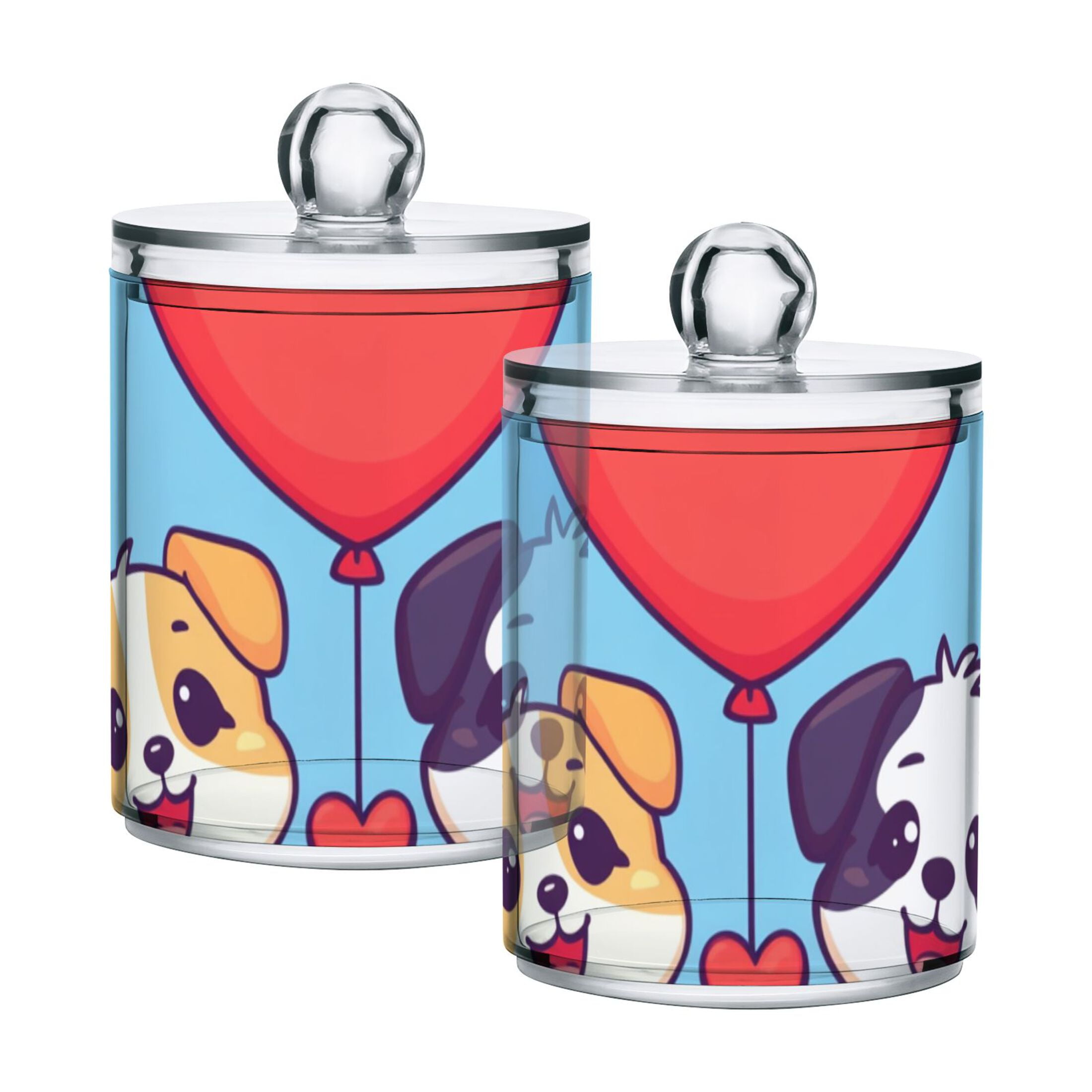 Valentine Cute Dogs Holding Heart Balloon Translucent Plastic Cans ...