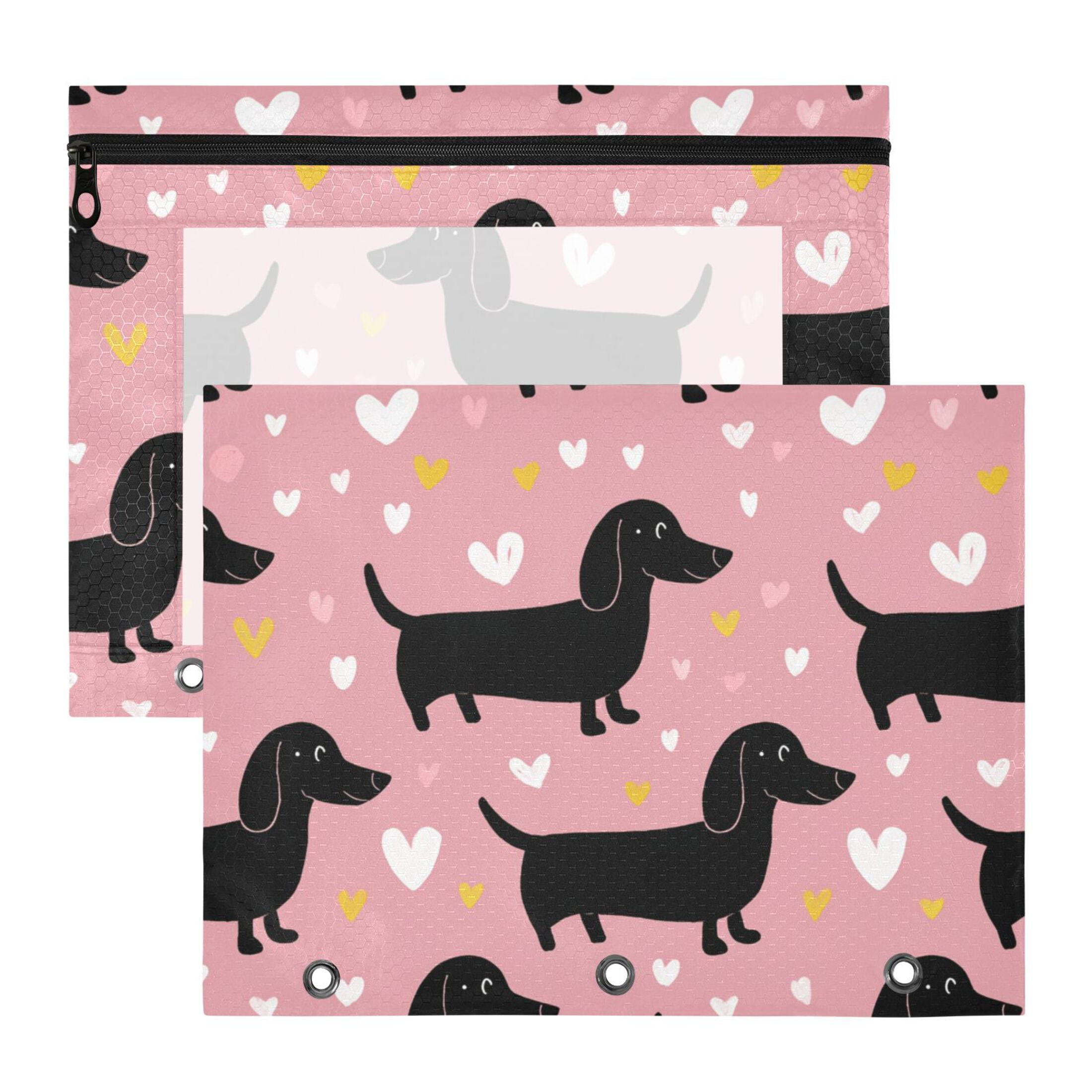 Valentine Dachshund Dogs Cute Hearts 3-Ring Binder Pouches A4 Size ...